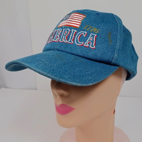 Unknown | Accessories | Vtg America Baseball Cap Blue Embroidered ...